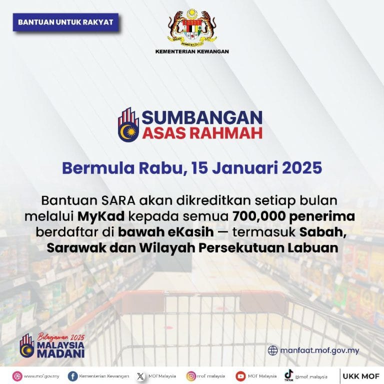 SARA 2025 : Tarikh Rasmi SARA (Sumbangan Asas Rahmah) Tahun 2025. | KERJAKINI